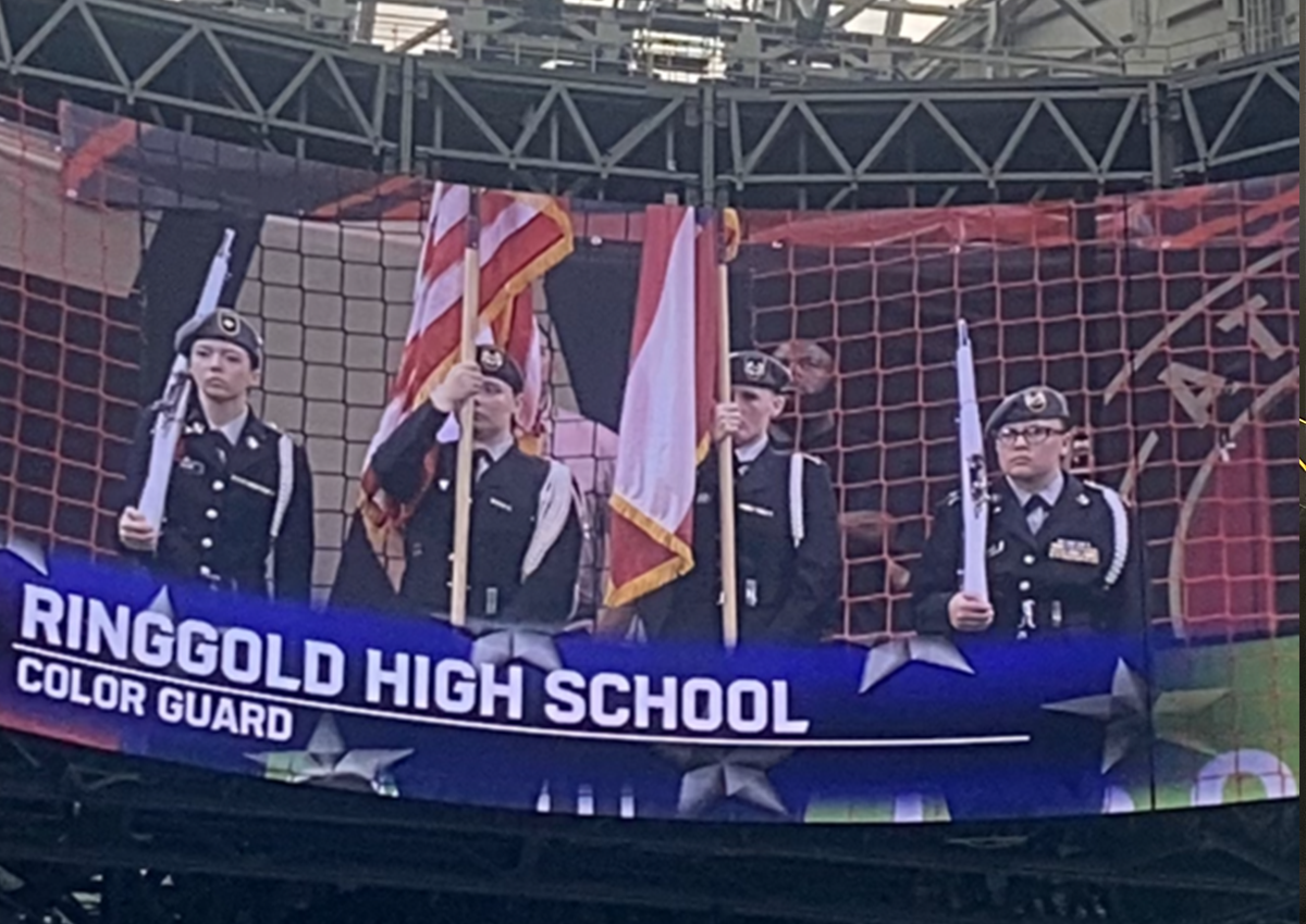 Ringgold Army JROTC Color Guard presents the colors for MLS Atlanta ...
